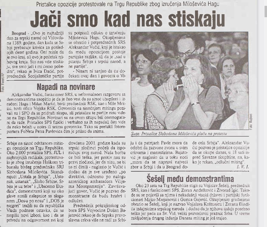 Milošević izručen Hagu na Vidovdan 2001, evo kako je Vučić reagovao to veče - Politika - Dnevni ...