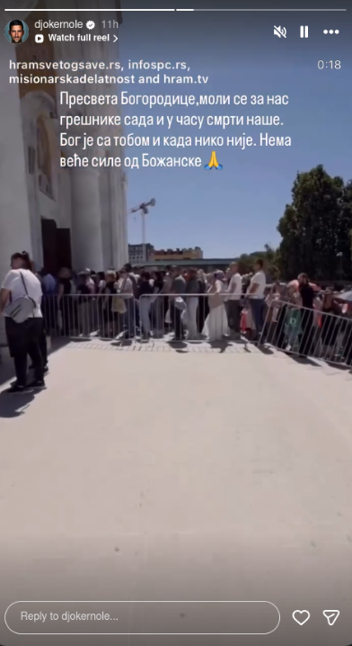 Novak Đoković se oglasio zbog vernika ispred Hrama Svetog Save ...